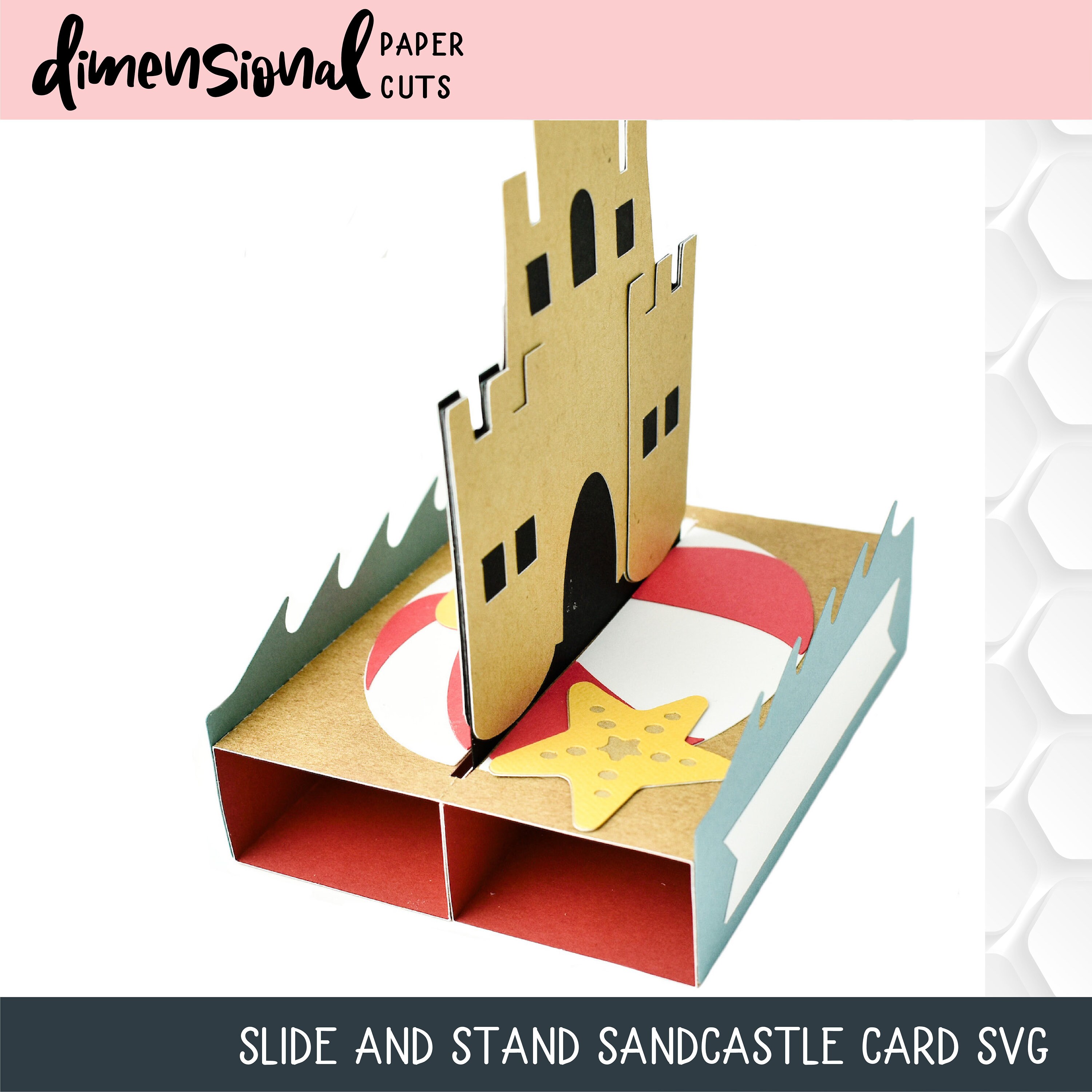 Slide and Stand Sandcastle Card Svg File DIY 3D Craft for - Etsy