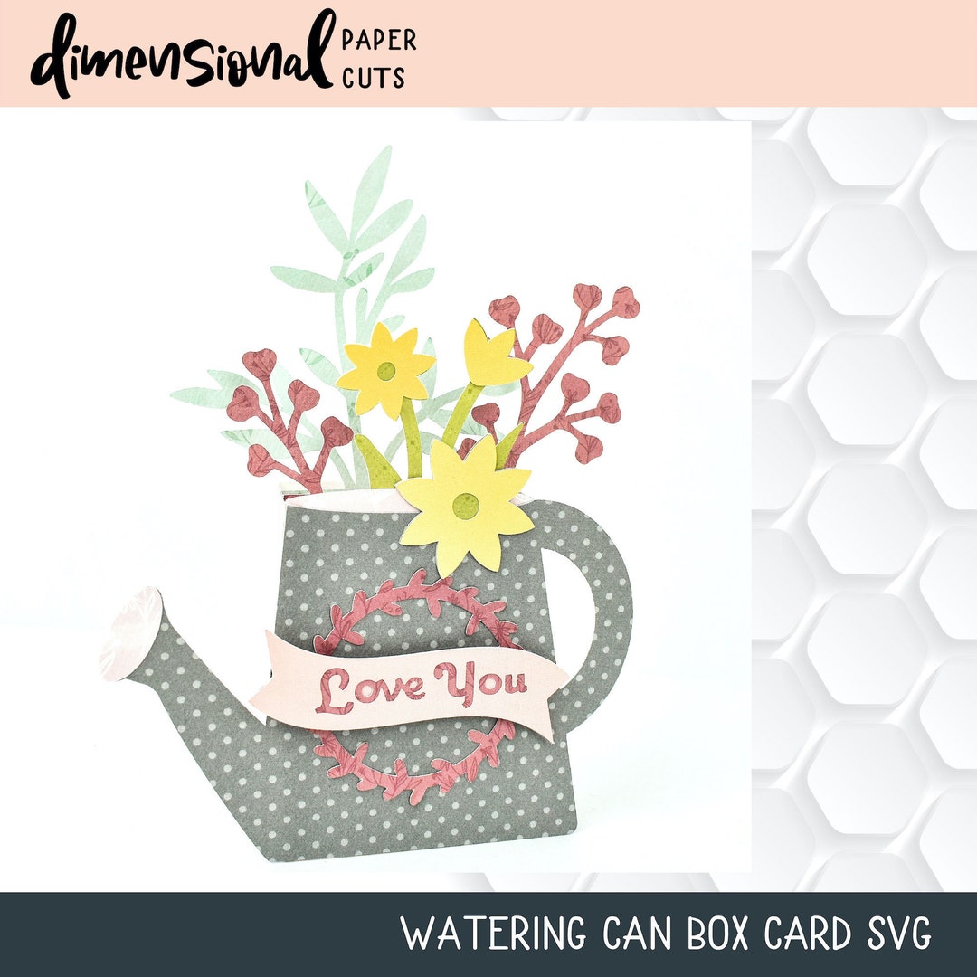Watering Can Box Card SVG Files for Paper Craft Cardmaking With Cricut ...