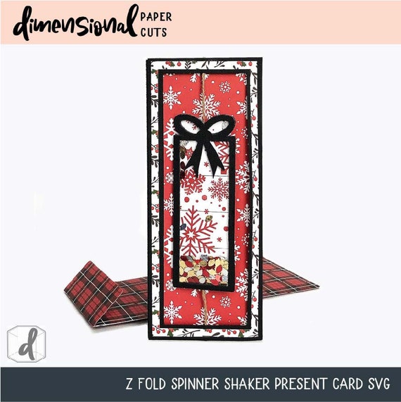 Z Fold Spinner Shaker PRESENT Card SVG Files for Cricut and | Etsy