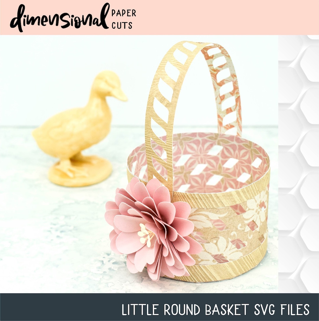 Little Round Paper Basket With Paper Flower SVG Files for Cricut ...