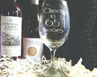 set of 4Cheers to 65 years Wine Glass Gift for Birthday | Etsy