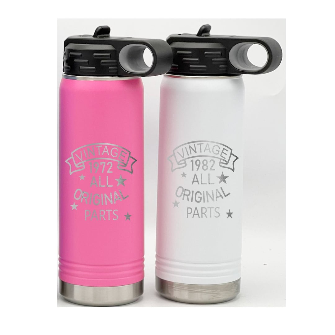 Personalized Year, ENGRAVED 20oz Water Bottle, Vintage Year, Birthday ...