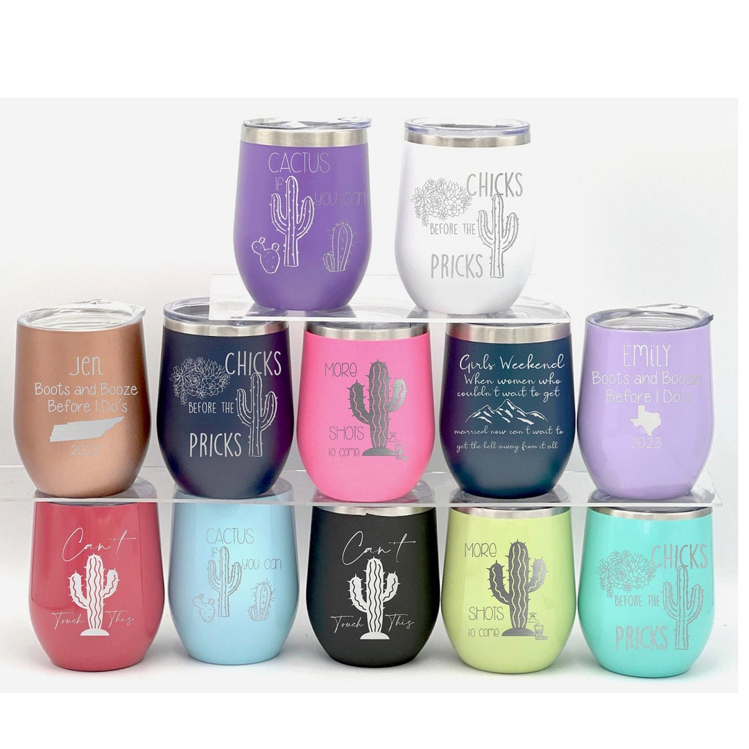 Stainless Wine Cups, Girls Weekend, Set of 6 Bachelorette Weekend, Wine ...