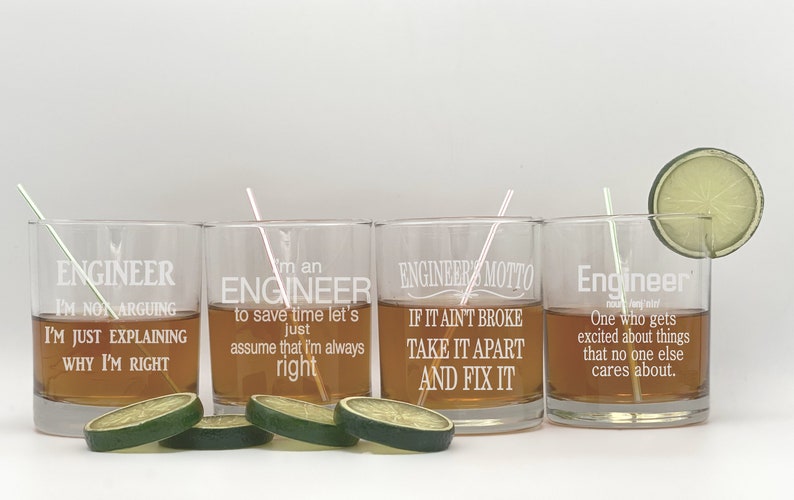 Personalized Engineer Whiskey Glass, Funny Saying Rock Glass - Etsy