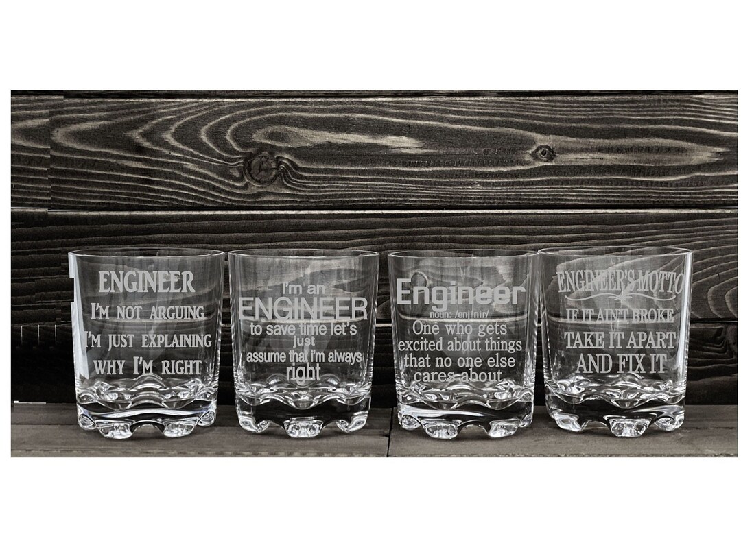 Etched Engineer Motto Whiskey Glass, Funny Gift, Polycarbonate ...