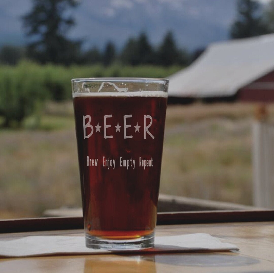 BEER, Pint Glass for Beer Drinker, Beer Sayings, Beer Lover, Brew Enjoy ...