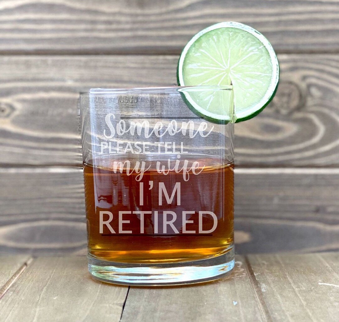 Personalized Retirement Whiskey Glass, Laser Etched Rocks Glass - Etsy