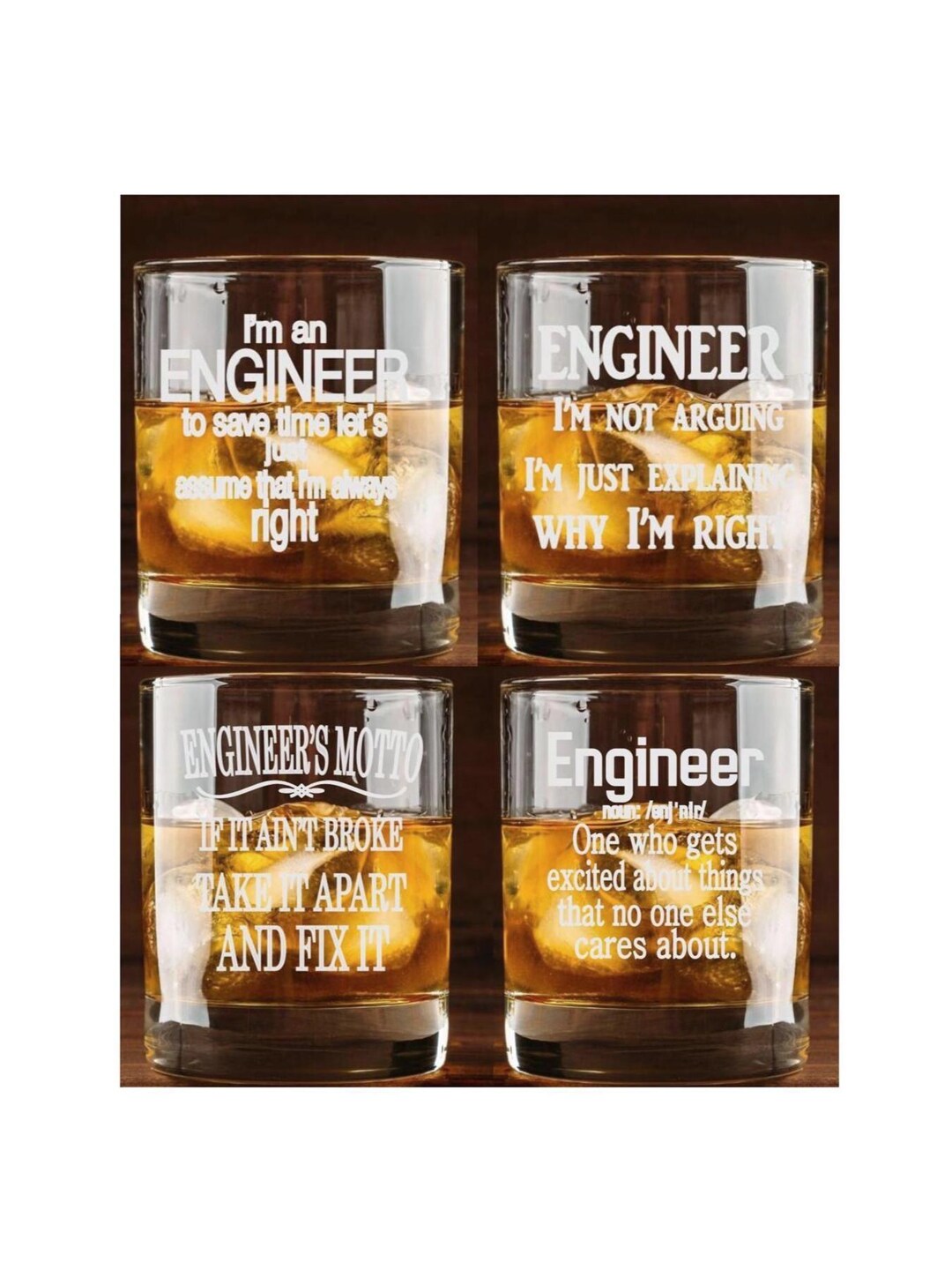 Personalized Engineer Whiskey Glass, Funny Saying Rock Glass - Etsy
