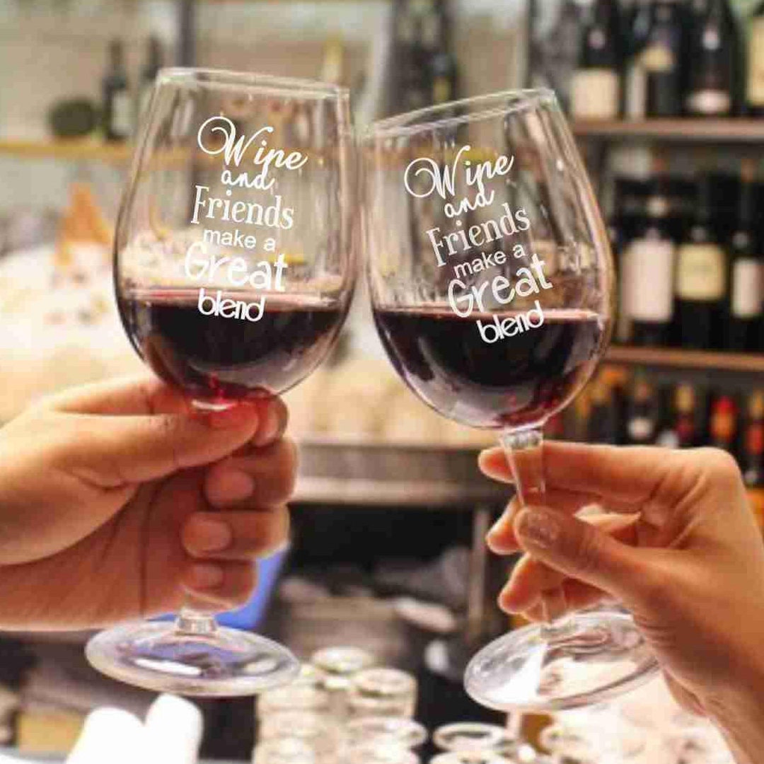 Verre à vin, lot de 2, amis, cadeau d'un ami, anniversaire, vacances ...