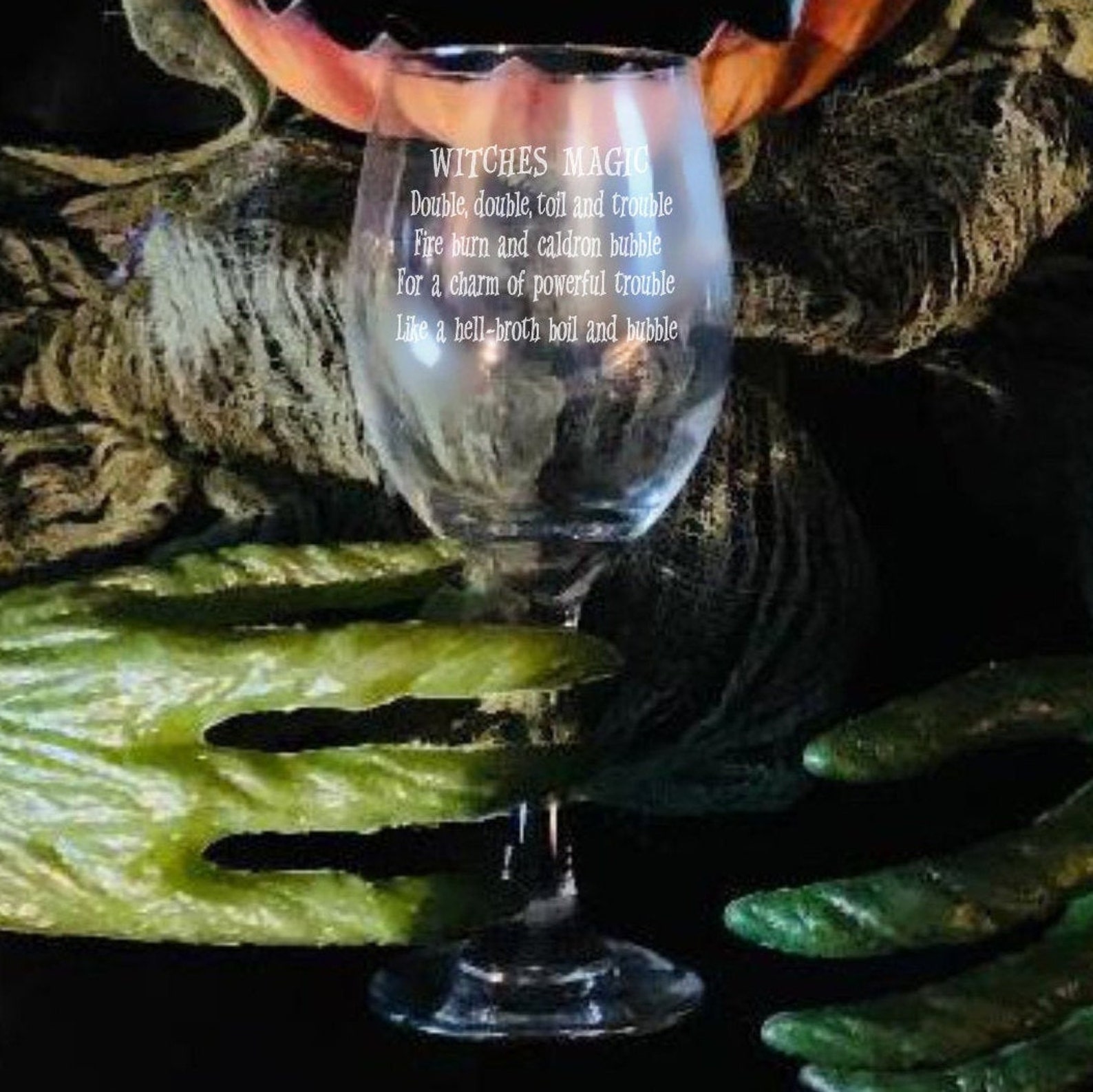 Halloween Wine Glass Witch Wine Glass Party Wine Glass - Etsy