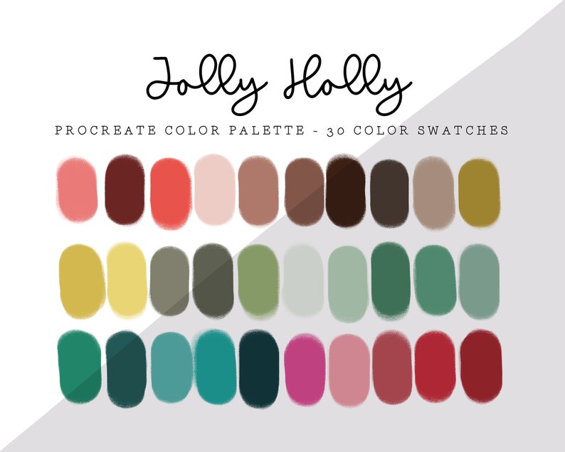 Jolly Holly Procreate Color Palette Color Swatches Lettering - Etsy