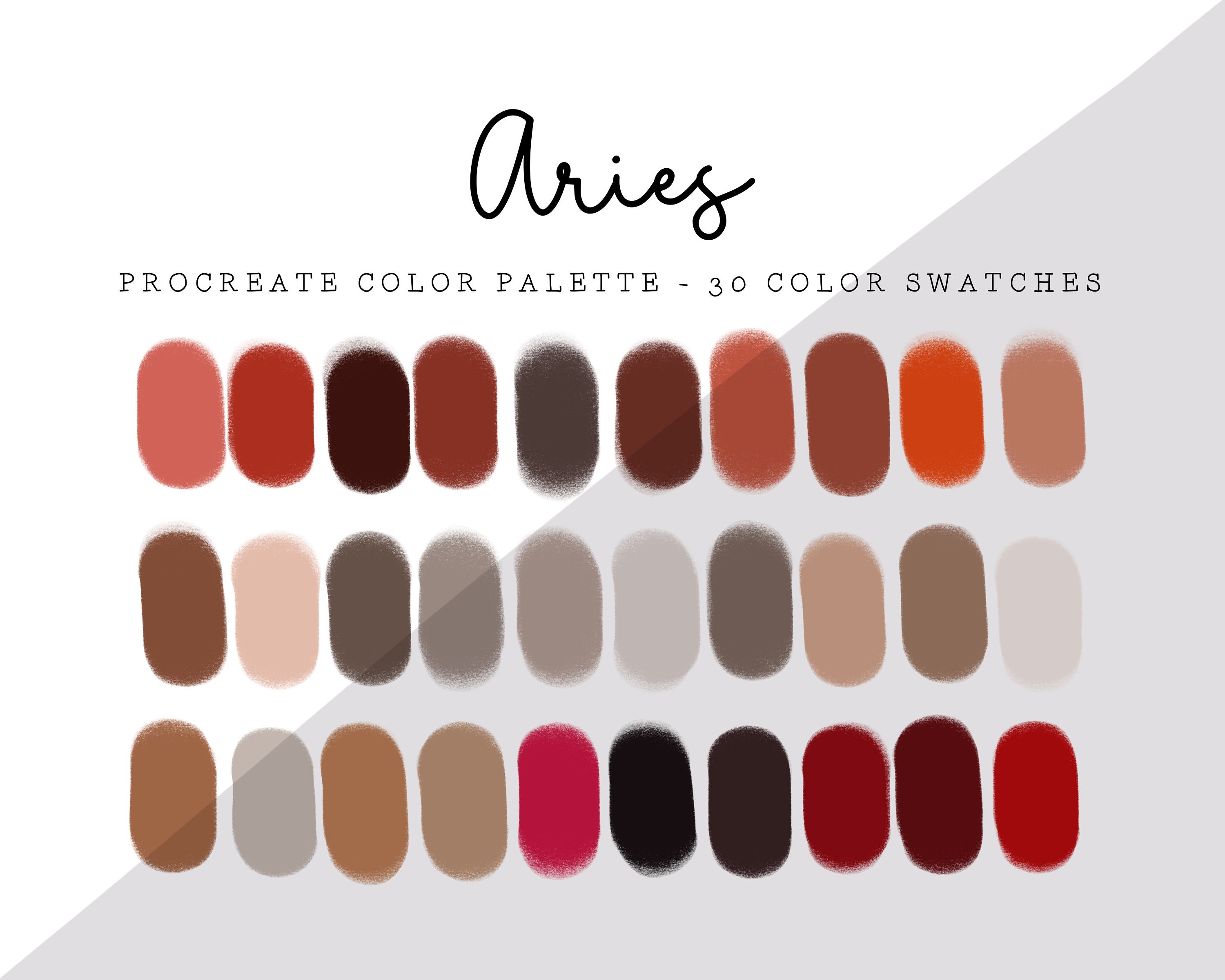 Aries Procreate Color Palette Color Swatches Ipad Lettering Etsy