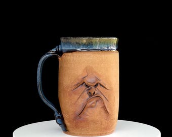 16oz. grumpy Mug 1026GM, Handmade Face Mug, Face Mug, Funny Mug, Angry ...