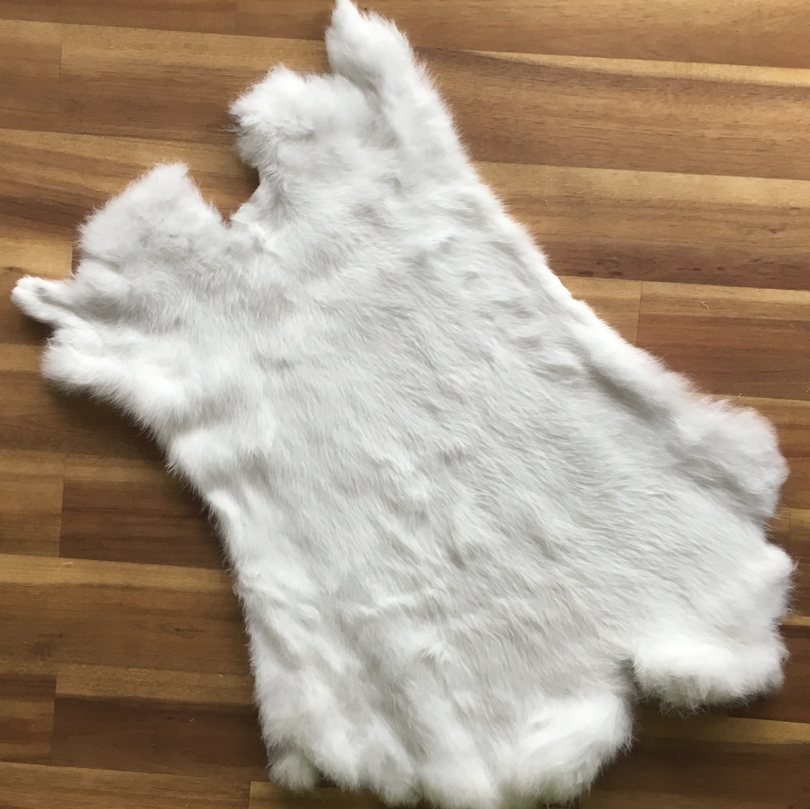 2x WHITE Rabbit Skin Fur Pelt Tanned for Crafts, Fabric, LARP, Animal ...