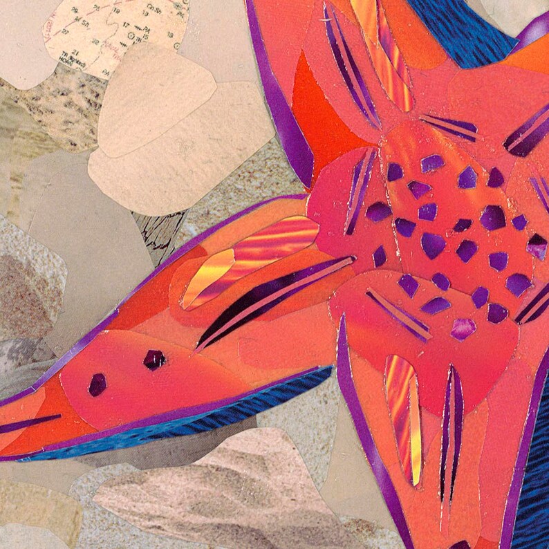Orange Starfish Fine Art Print Magazine Collage Upcycle - Etsy