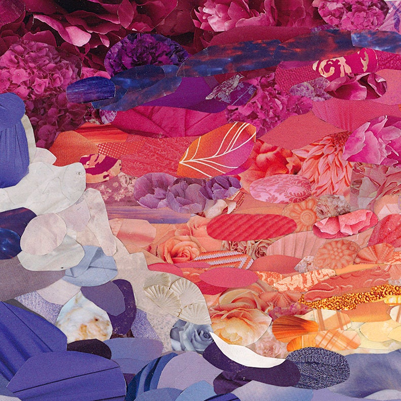 Sanibel Sunset Fine Art Print, Magazine Collage, Upcycle, Sunrise ...