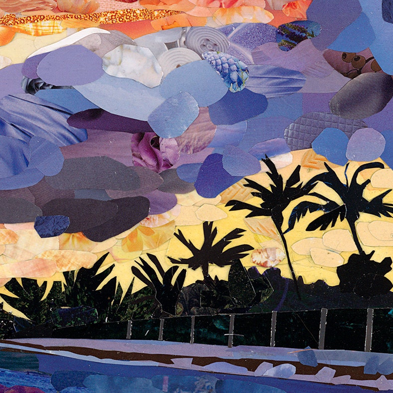 Sanibel Sunset Fine Art Print, Magazine Collage, Upcycle, Sunrise ...