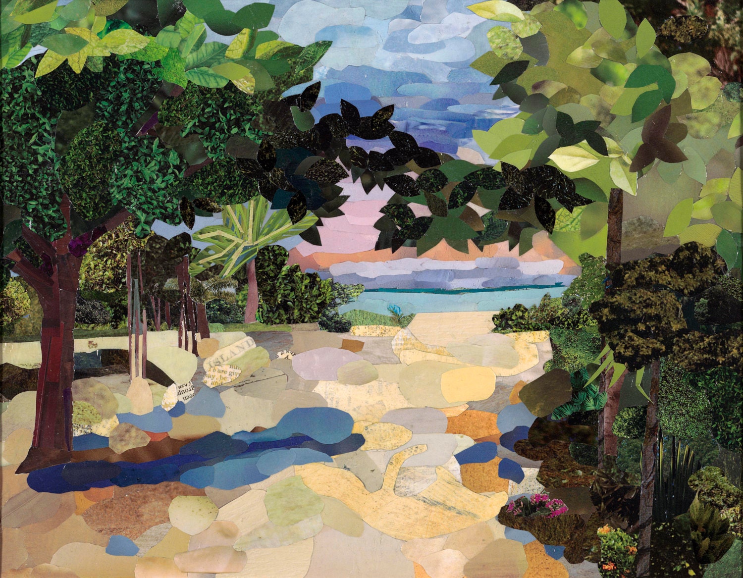 Sanibel Path Tote Bag, Magazine Collage, Upcycle, Tote, Totes, Ocean ...