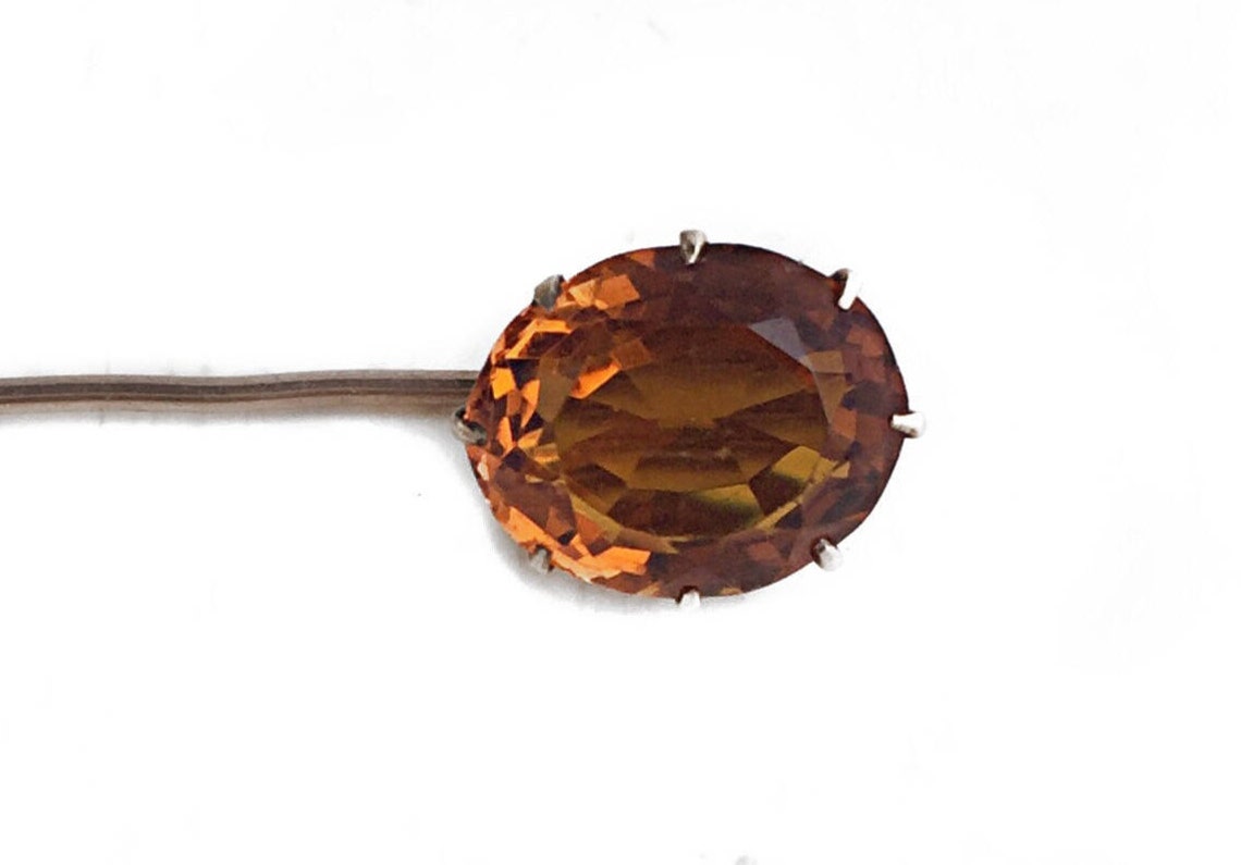 Antique Stick Pin 14k Rosy Yellow Gold Brazilian Topaz - Etsy