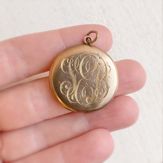 Antique Edwardian Locket - Gold Filled SEB Monogramme… - Gem