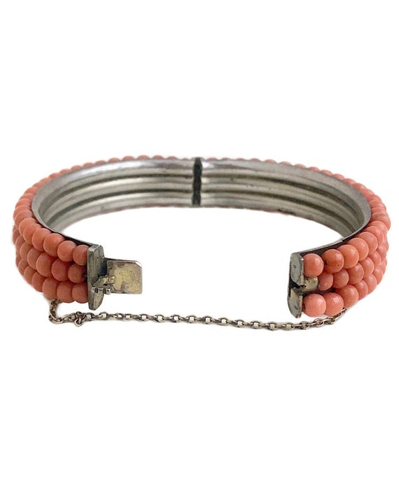 Antique Coral Bangle - Victorian Sterling Silver Salm… - Gem