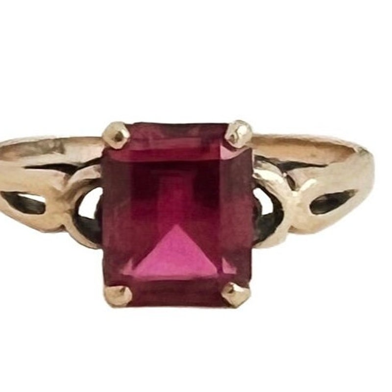 Emerald Cut Ruby Ring - Etsy