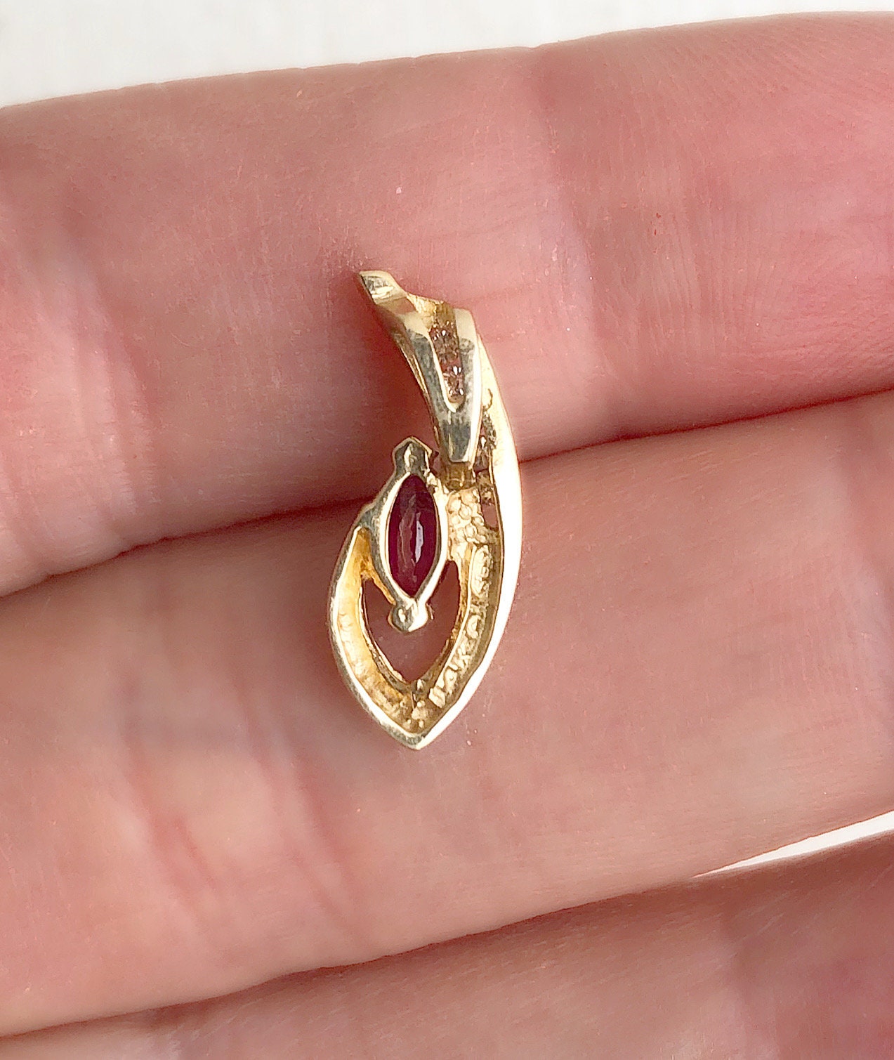Vintage Ruby Pendant 14k Yellow Gold Diamond Ruby Modern | Etsy