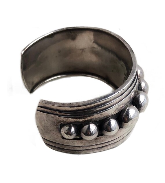 Vintage Silver Cuff - Sterling Silver Tribal Cuff Bra… - Gem