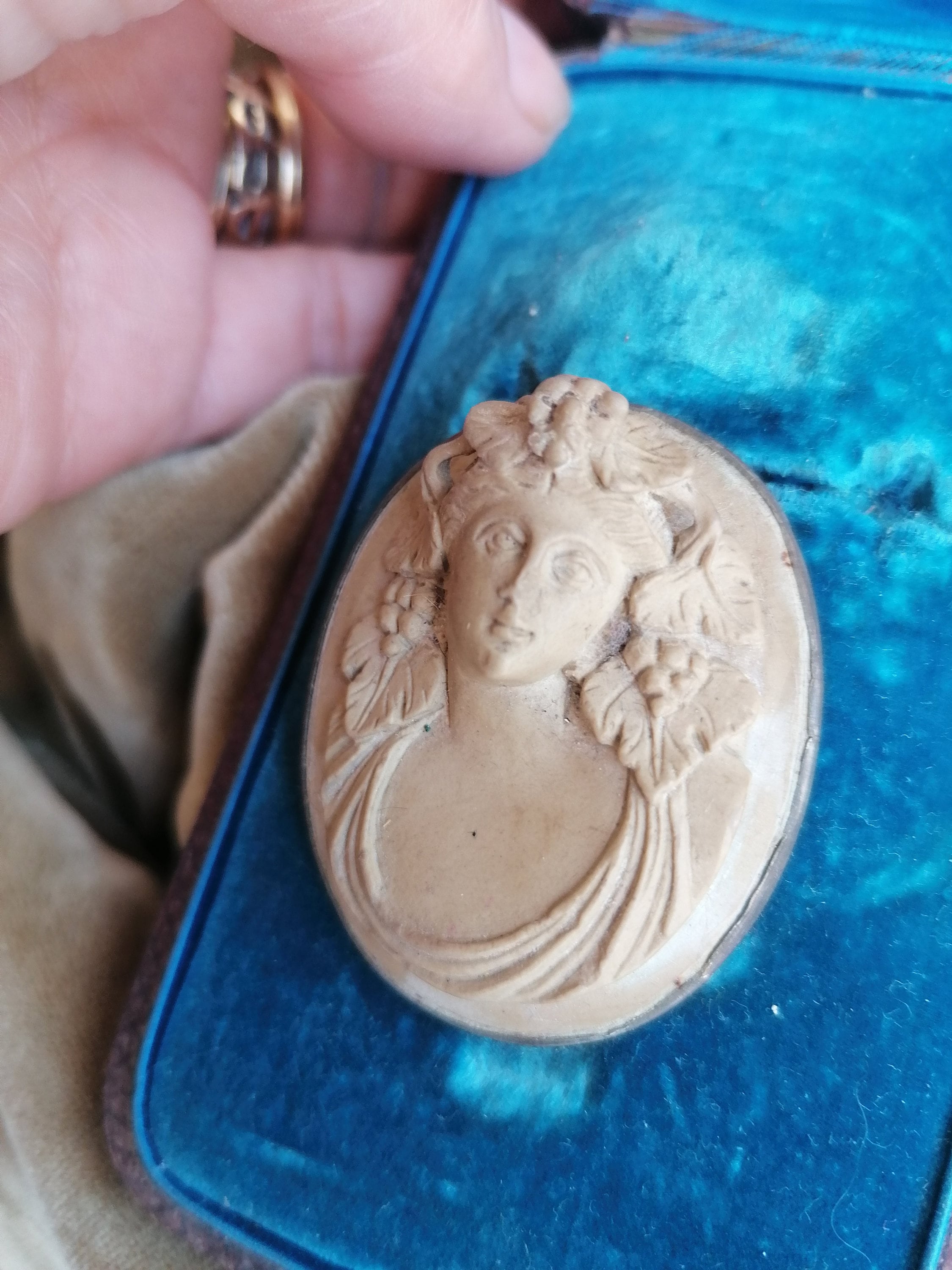 Antique Lava Cameo, Victorian Cameo, Italian Lava Cameo, Godess, Vines ...