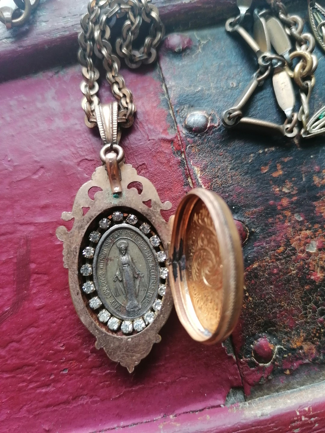 Antique Locket, 1800s Locket Upcycled, Repurposed Victorian, Devotional ...