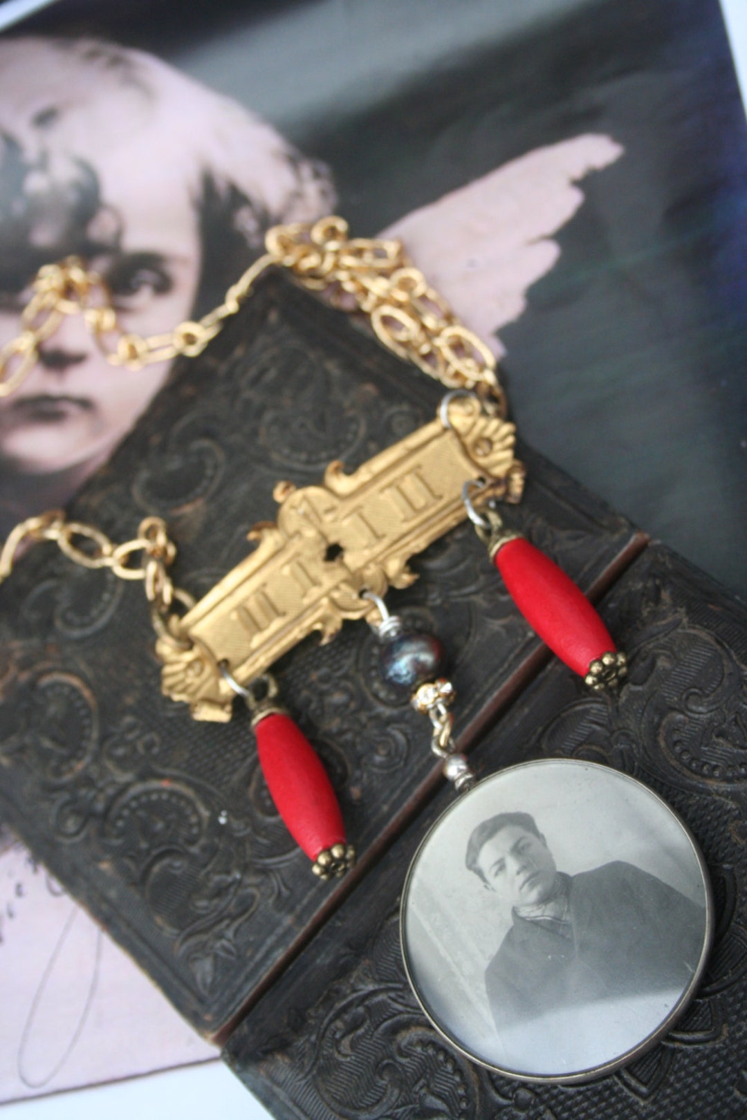 Old Photo Locket Collage Necklace, One of a Kindassemblage Jewelry ...