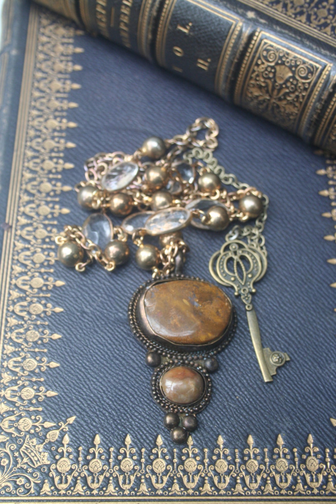 Renaissance Bohemian Style Gemstone Pendant, Vintage Jewelry, Earth ...