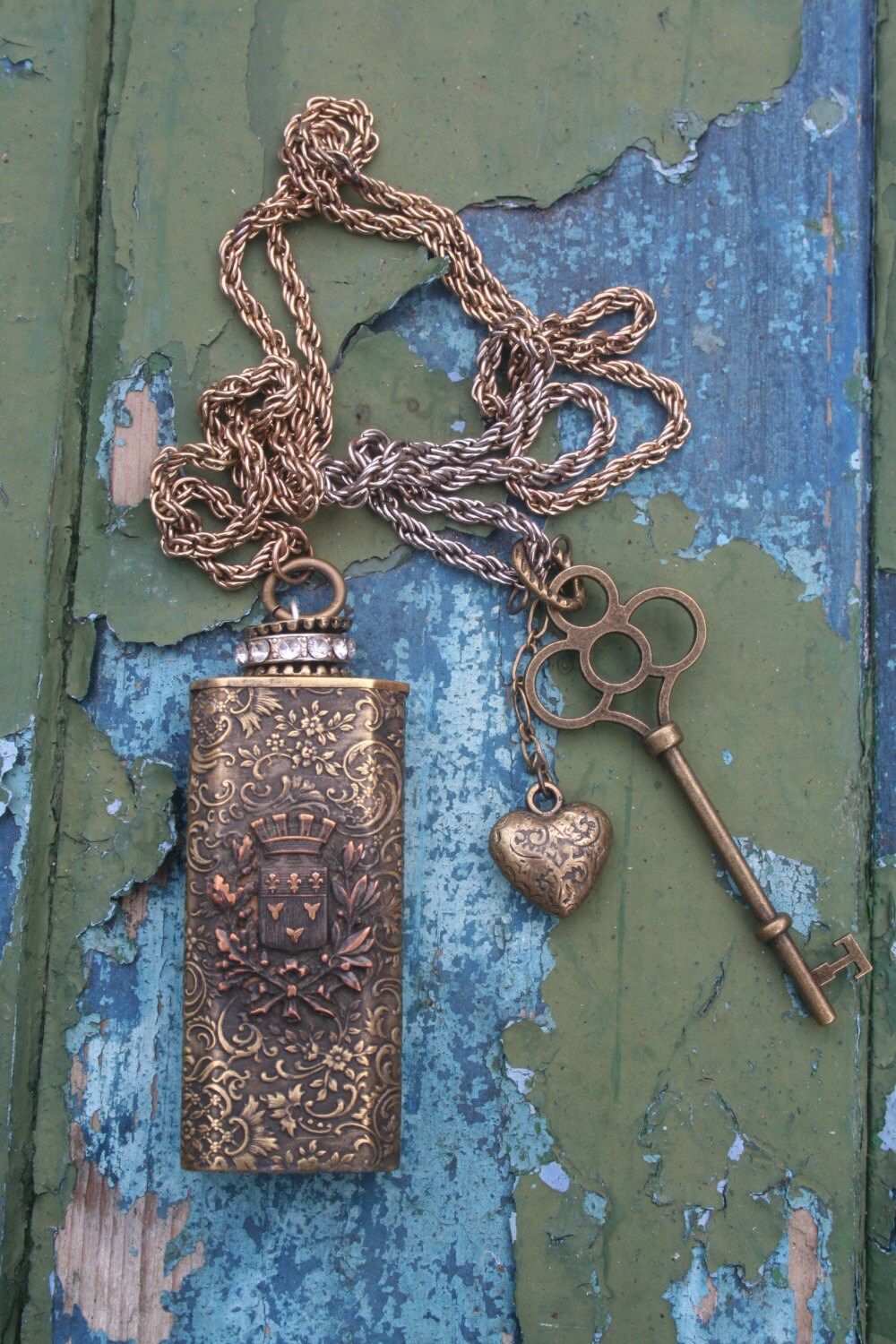 Crown and Heart, Vintage Match Safe, Upcycled Secret Compartment ...