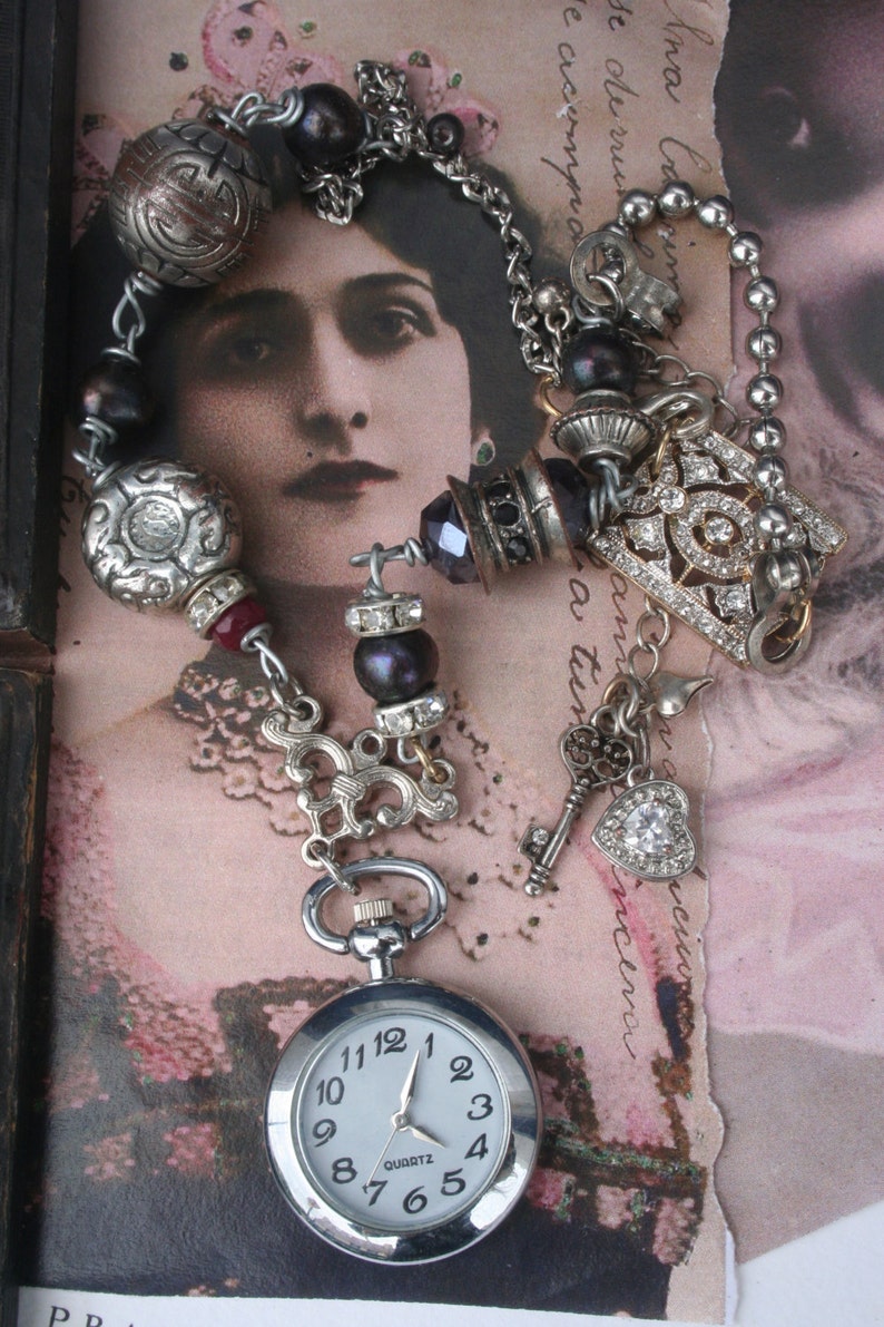 Designer Jewelry Vintage Pocket Watch Necklace Beaded - Etsy