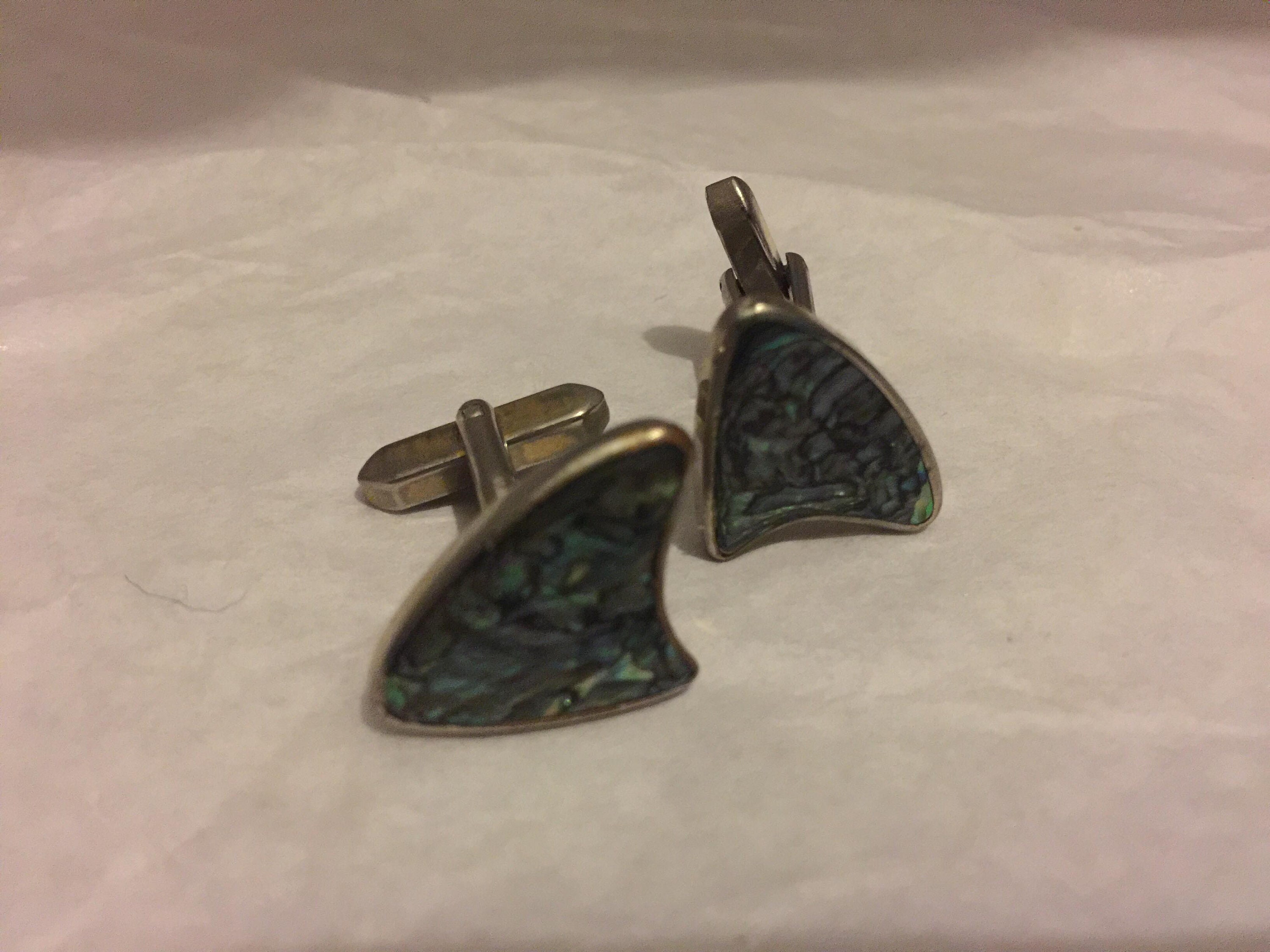 Vintage Cufflinks, Abalone Cufflinks - Etsy