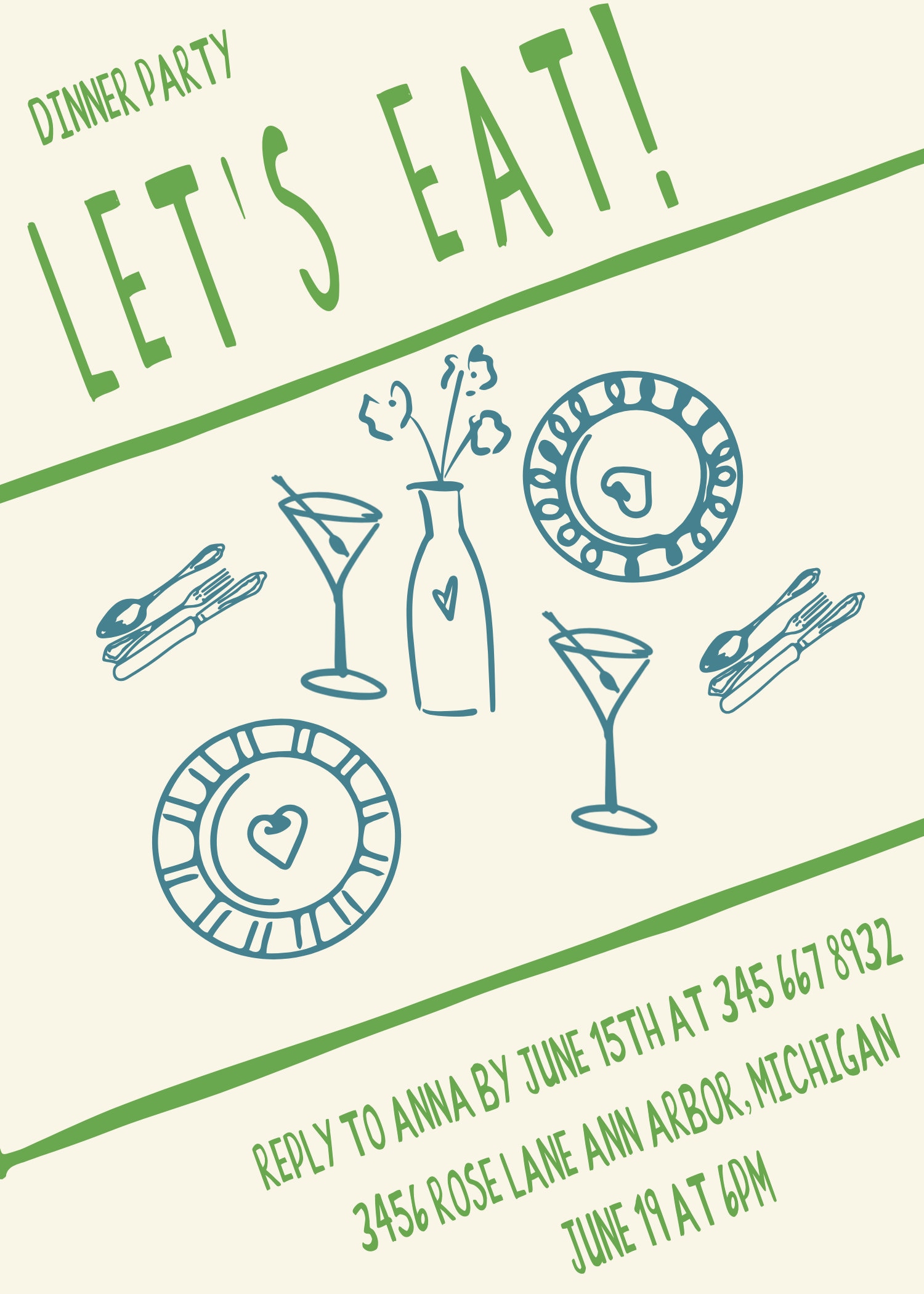 DINNER PARTY INVITE Template, Birthday Dinner Invitation, Wedding ...