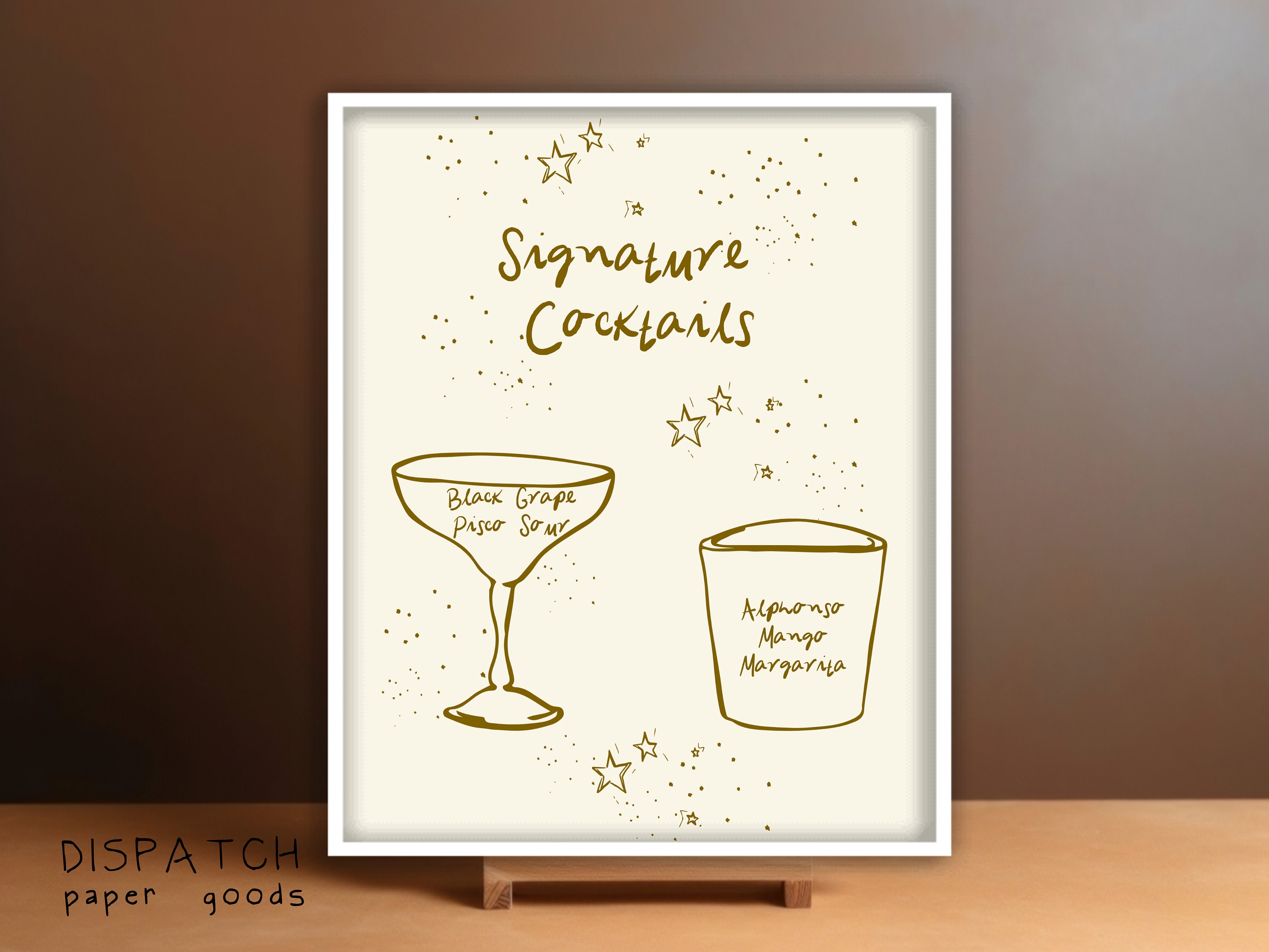 SIGNATURE DRINKS SIGN Template, Custom Cocktails, Hand Drawn ...