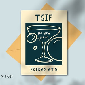 Tgif HAPPY HOUR INVITATION Template, Cheers to Friday, Fun Drinks ...