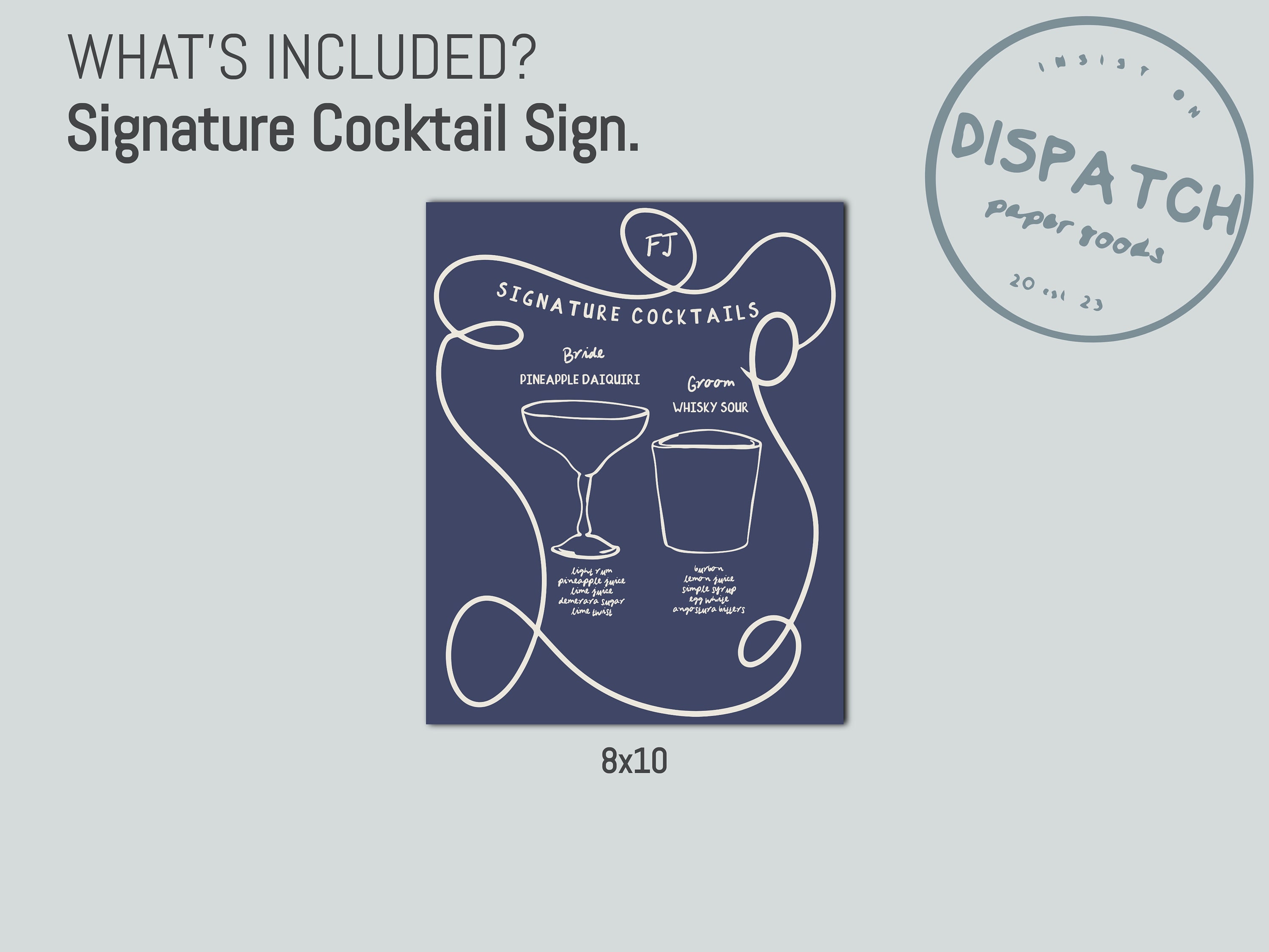 SIGNATURE DRINKS SIGN Template, Custom Cocktails, Hand Drawn ...