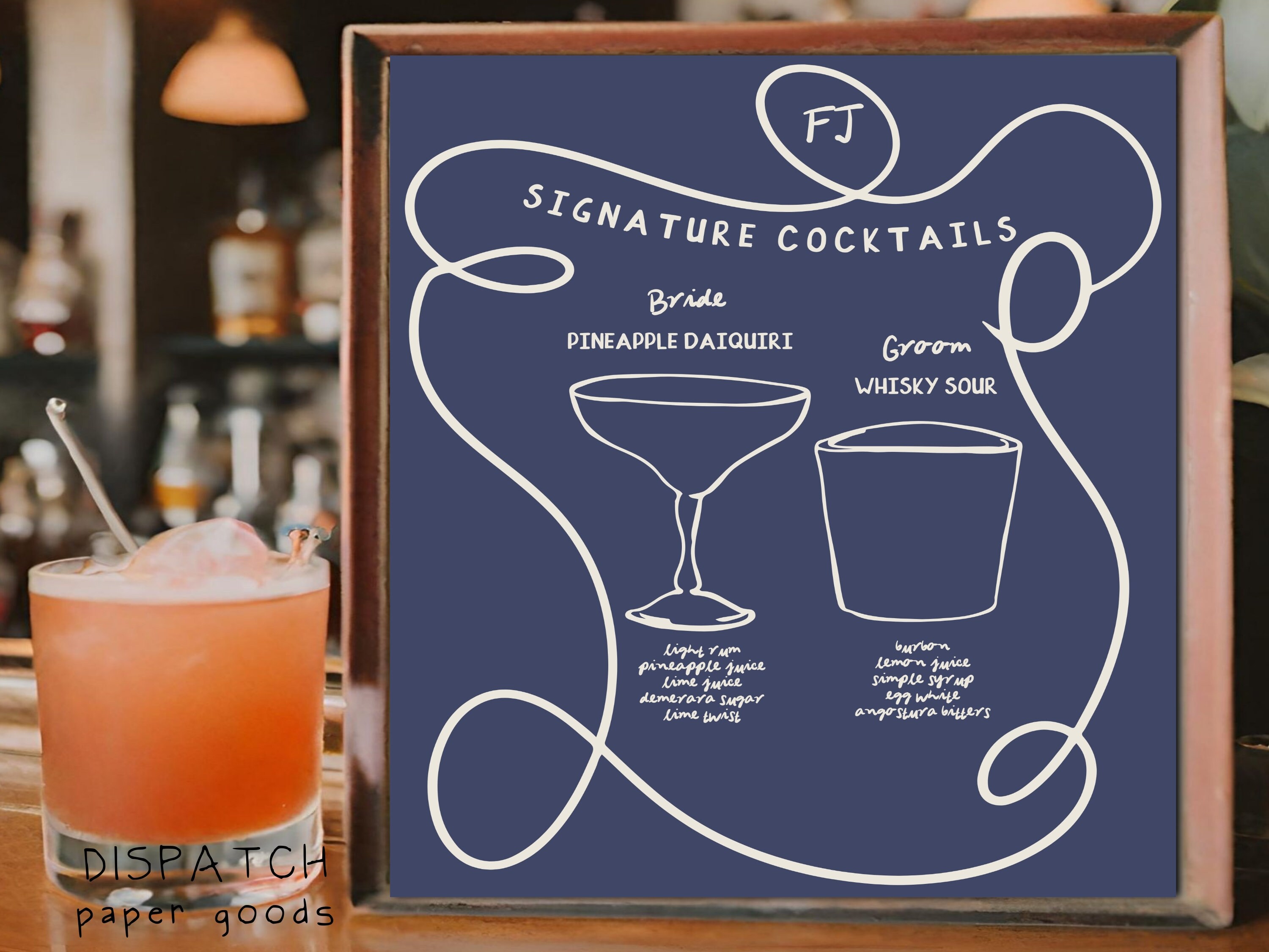 SIGNATURE DRINKS SIGN Template, Custom Cocktails, Hand Drawn ...