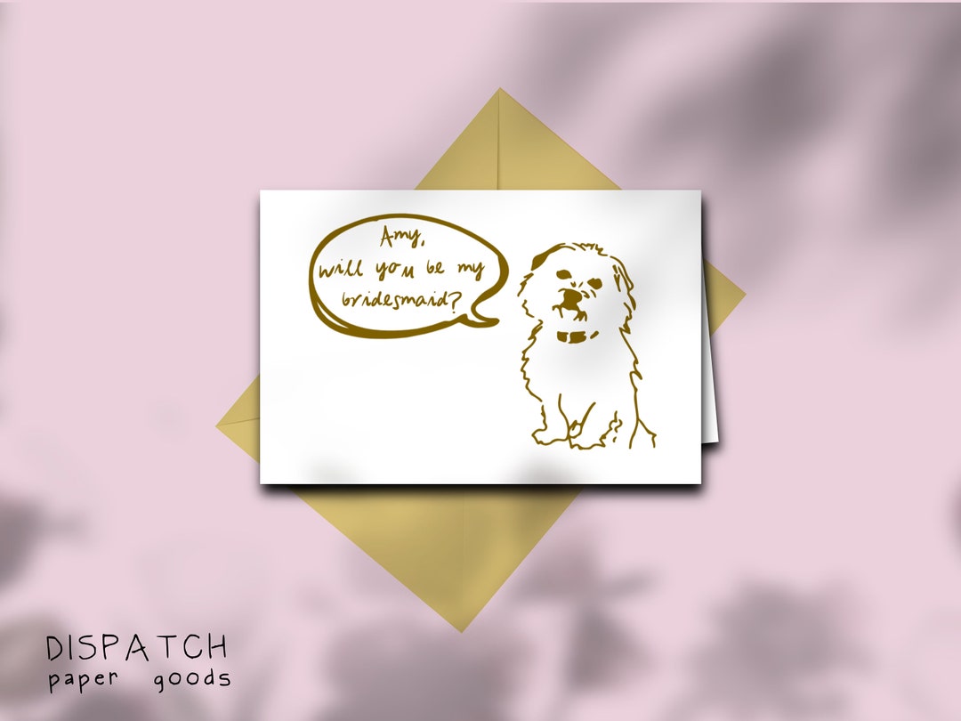 BRIDESMAID PROPOSAL CARD Template, Cute Dog, Hand-drawn Scribble Sketch ...