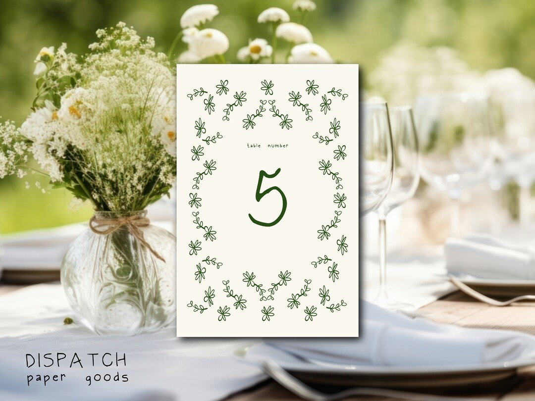 RECEPTION TABLE NUMBER Card Template, Wedding Table Decor, Handwritten ...