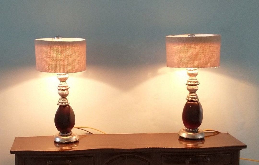 Two Handmade Lighted Miniature Lamps With Shades - Etsy