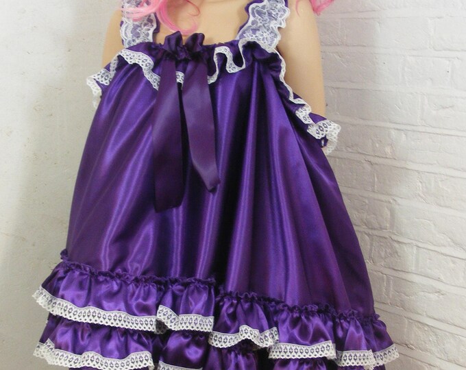 Phyllis Custom Fit Mint Satin Eyelet Ruffles Adult Sissy Dress by ...