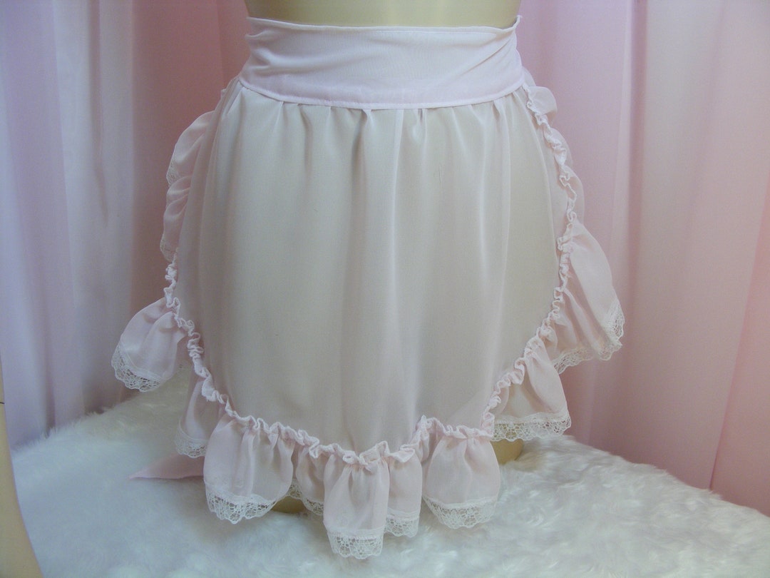 Adult Baby Sissy Chiffon Apron Pinny Cosplay Fancy Dress Vintage French ...