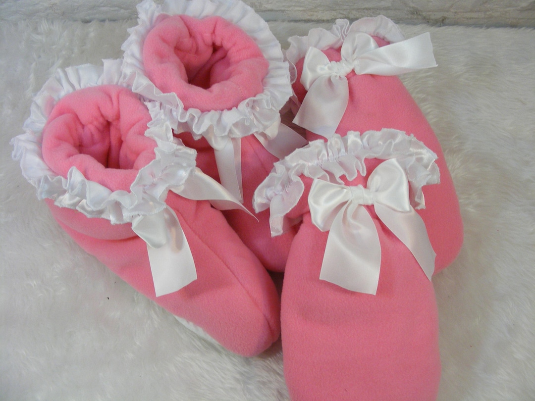 Sissy Adult Baby Abdl Set PINK Ruffled Padded Mittens BOOTIES SLIPPERS ...