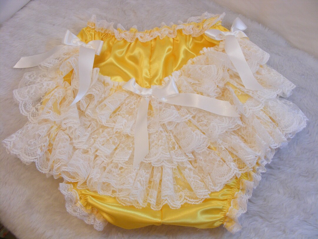 Diaper Cover Nappy Adult Baby Sissy Panties Knickers Satin Frilly Bum ...