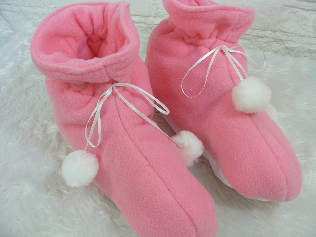 Sissy Adult Baby ABDL Fleece Pompom Padded Booties Slippers 5 Sizes ...