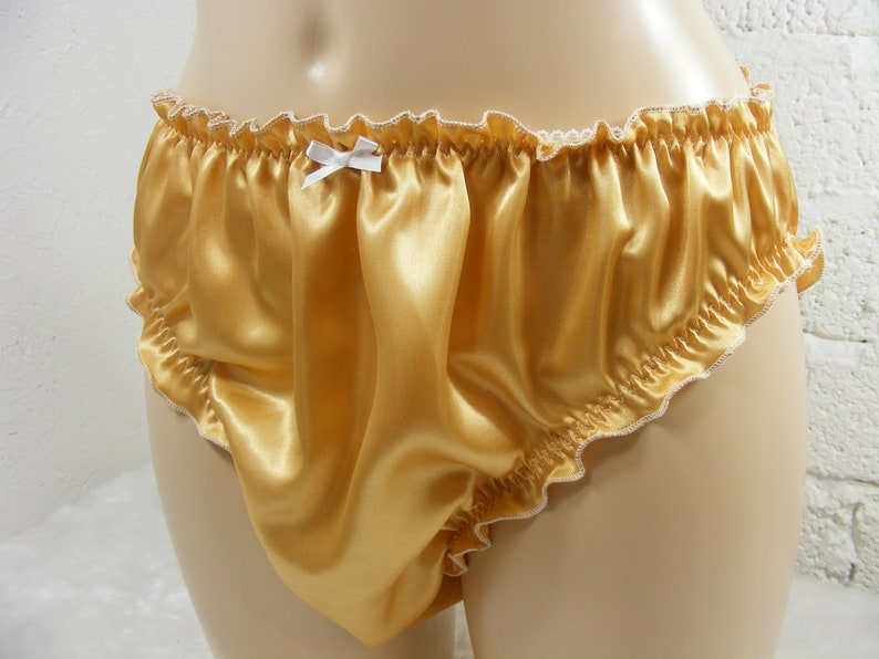 Sissy Frilly Gold Silky Satin Scrunch Butt Panties Lingerie Etsy