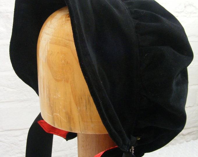 Amish Woman's Black Travel Bonnet Handmade With Strings - Etsy